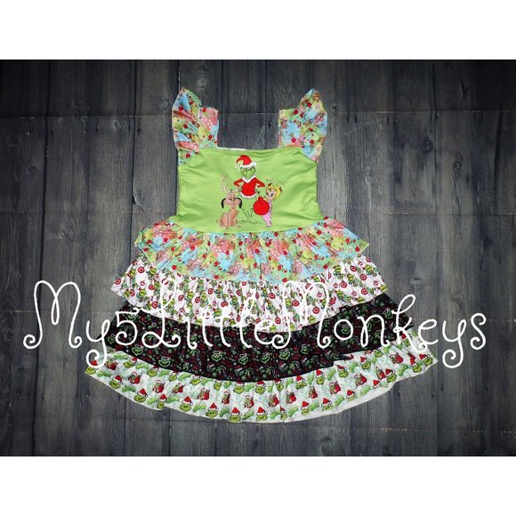 Dresses | Boutique Grinch Stole Christmas Girls Ruffle Twirls Dress | Poshmark